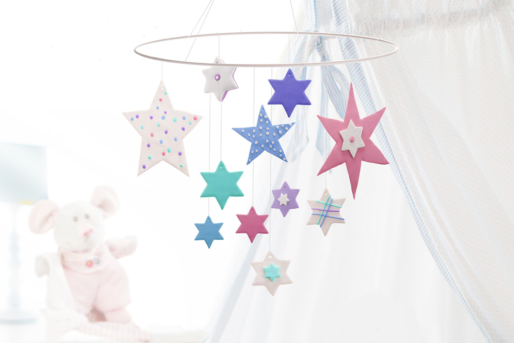 Sternen-Mobile aus Fimo basteln mit JUMBO