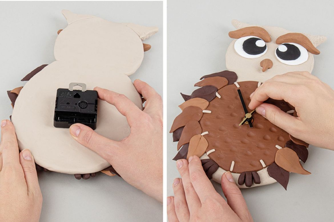 Eulen-Wanduhr aus Fimo basteln mit JUMBO