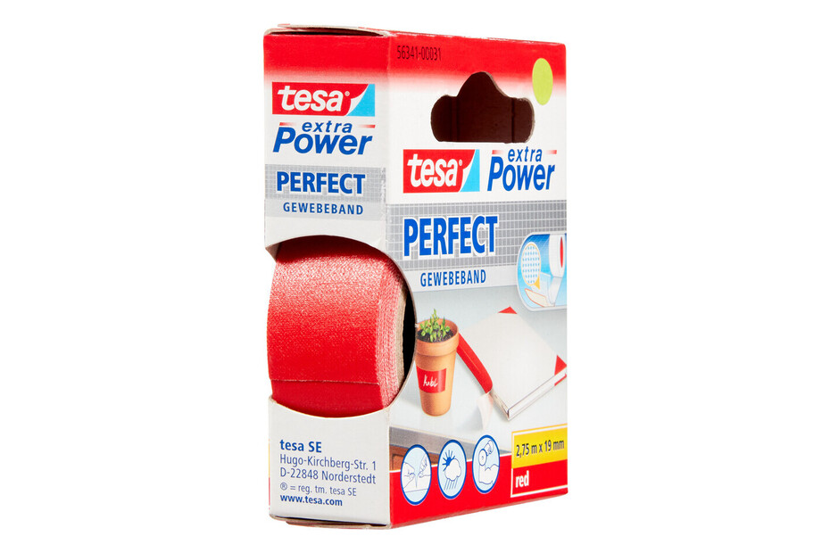 Tesa Extra Power Perfect Gewebeband Rot | 275 × 19 cm kaufen bei JUMBO
