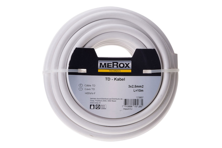 Kabel TD 3x2.5 mm2 10 m weiss H05VV-F kaufen bei JUMBO