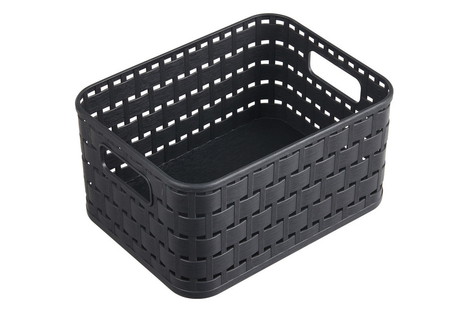 Rotho Aufbewahrungskorb Country Schwarz | 13.7 × 9.8 × 18.3 cm | 2 l ...